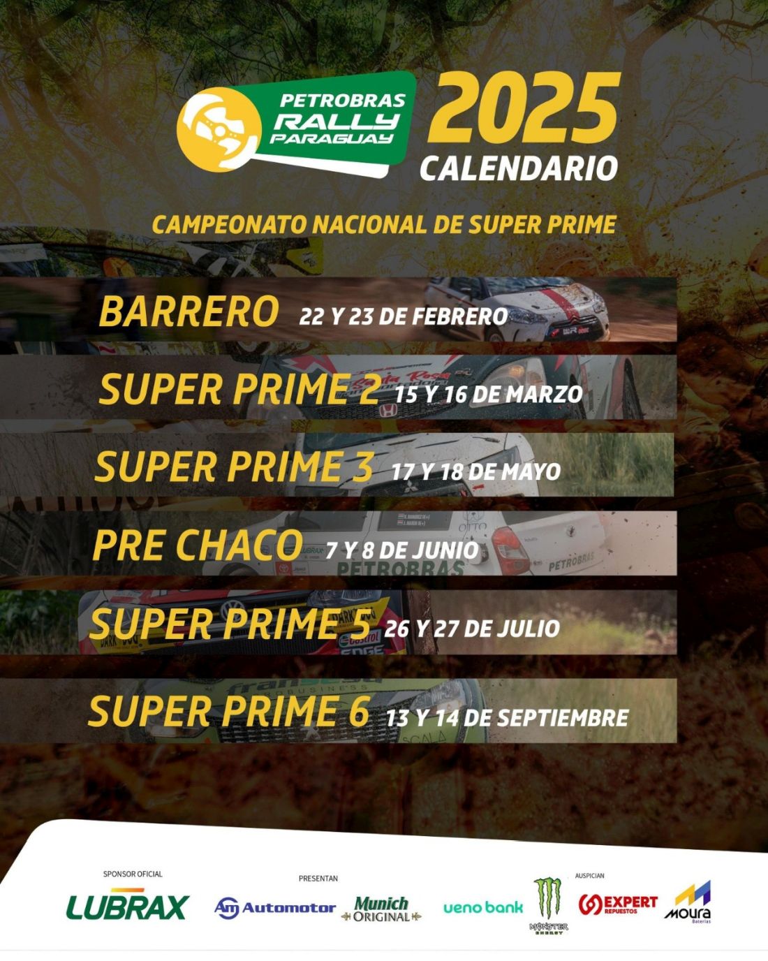 Los Campeonatos Nacionales de Rally y Súper Prime 2025 con fechas ...